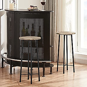 VECELO 24" Round BarStools, Modern Bar Stools Counter Height, Bistro Seats with Wood Surface, Simple Chairs for Living Room Dining Room, Breakfast Dinner Nap Conference, Maple