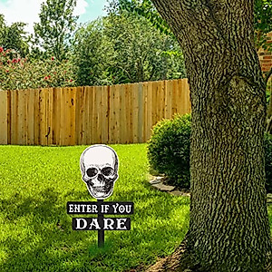 Pomobie Halloween Decorations Skull Head Yard Signs Yard Art Silhouette Yard Sign Stakes Decor Garden Garden Stakes Halloween Outdoor Statues Props Scary Holiday Home Lawn Party Supplies