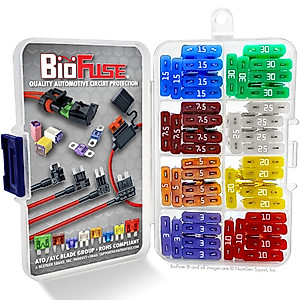 BioFuse Standard ATO 56 Piece Automotive Car Fuse Assortment Pack: Set of 56 ATO Regular Blade Fuses 3A 5A 7.5A 10A 15A 20A 25A 30A (Blade Group: ATO, ATC, ATS, APR)