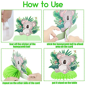Koala Honeycomb Centerpieces 10pcs Koala Birthday Party Decoration Cute Koala Baby Shower Table Decoration for Koala Theme Party Supplies