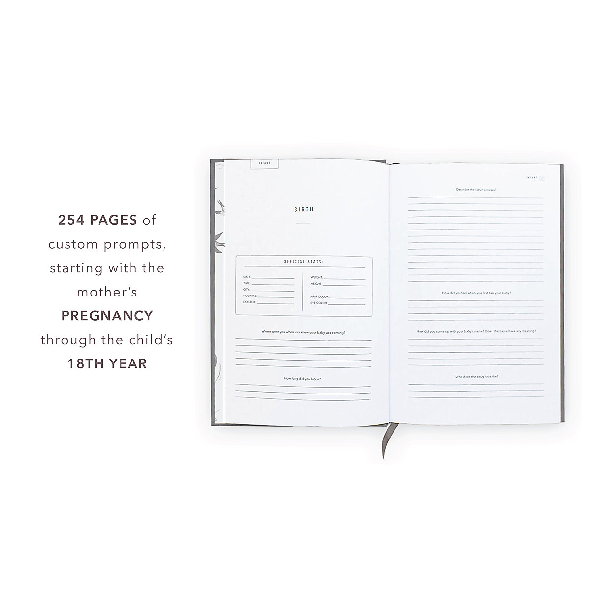 Promptly Journals, A Complete Childhood History: From Pregnancy to 18 Years Old (Navy Blue, Linen) | Baby Book and Pregnancy Journal | Baby Memory Book