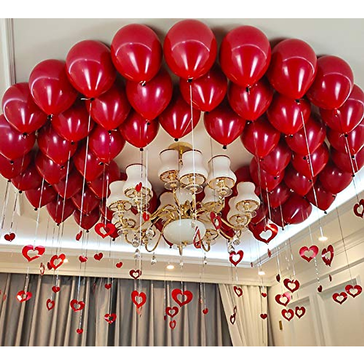 AnnoDeel 50pcs 10inch Red Ruby Latex Balloons, Red Round thick Ruby Double Latex Balloons for Love Bride Wedding Valentine Day Party Decoration Supply