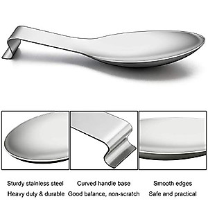 Homikit Spoon Rest Set of 2 for Kitchen Counter Stove Top, Stainless Steel Utensil Rest Ladle Spatula Holder, Heavy Duty, Dishwasher Safe