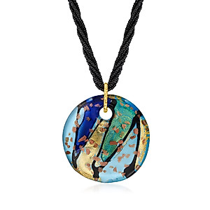 Ross-Simons Italian Murano Glass Pendant Necklace With 18kt Gold Over Sterling. 20 inches