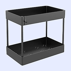 2PC Under Sink Storage Organizer Set Black, Under Sink Storage For kitchen And Bathroom, Multi Purpose Cabinet Storage