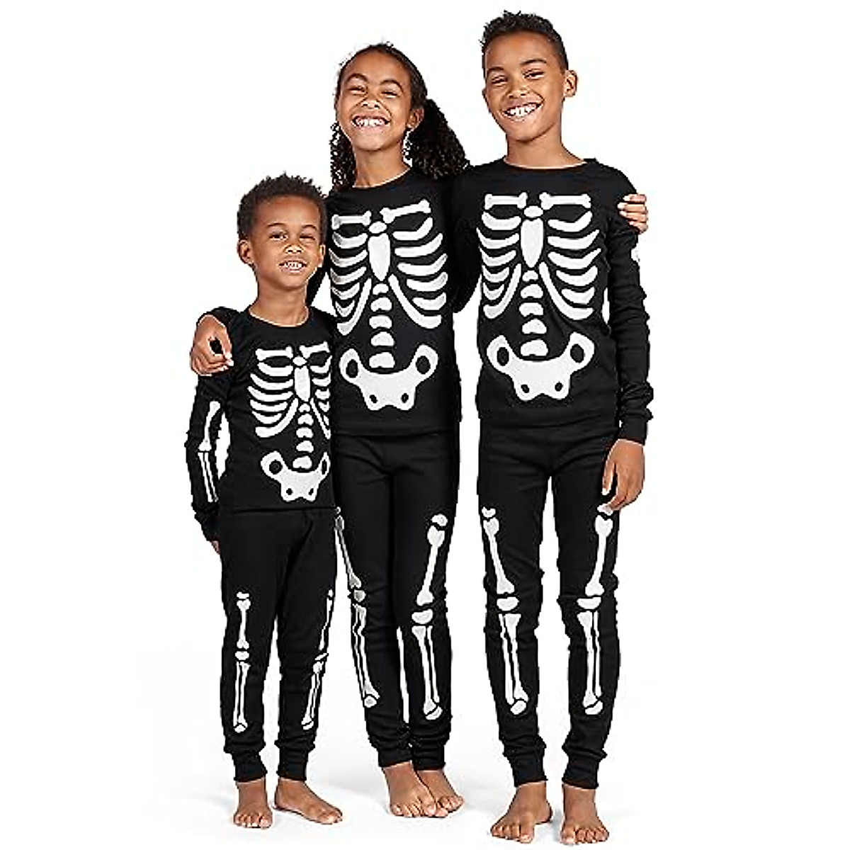The Children's Place,Unisex Baby and Toddler Matching Family Glow Skeleton Snug Fit Cotton One Piece Pajamas,Black,5T