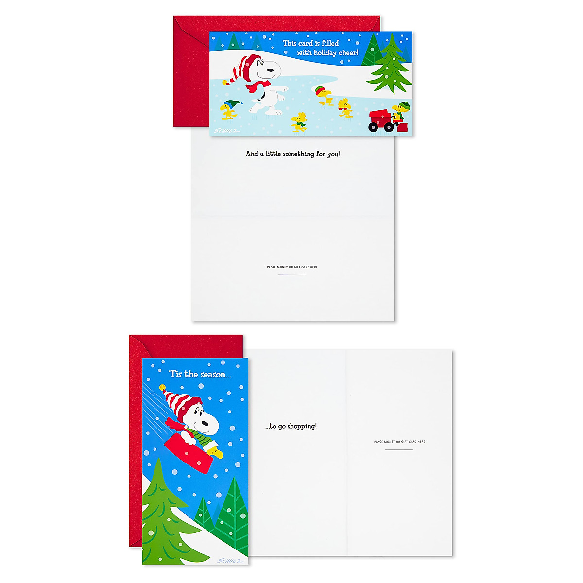 Hallmark Peanuts Christmas Gift Card Holders or Money Holders Assortment, Charlie Brown & Snoopy (36 Cards with Envelopes)