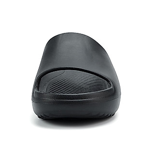 ANLUKE Pillow Slippers for Women and Men Comfortable Cloud Slides for Indoor and Outdoor Home Cushioned Thick Sole Soft Rebound Black 38/39