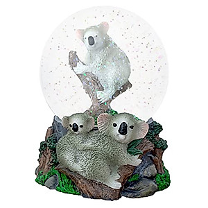 Climbing Koala Family 100MM Musical Water Globe Plays Tune Born Free