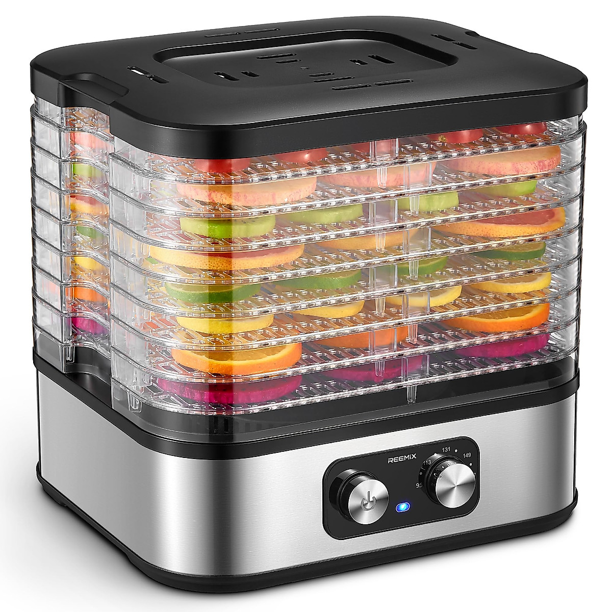 Reemix Electric 8 Trays Food Dehydrator Machine, 400W Jerky Dryer with Temperature Control 95-176℉, Electric Food Preserver for Fruits, Veggies, Meats & Dog Treats