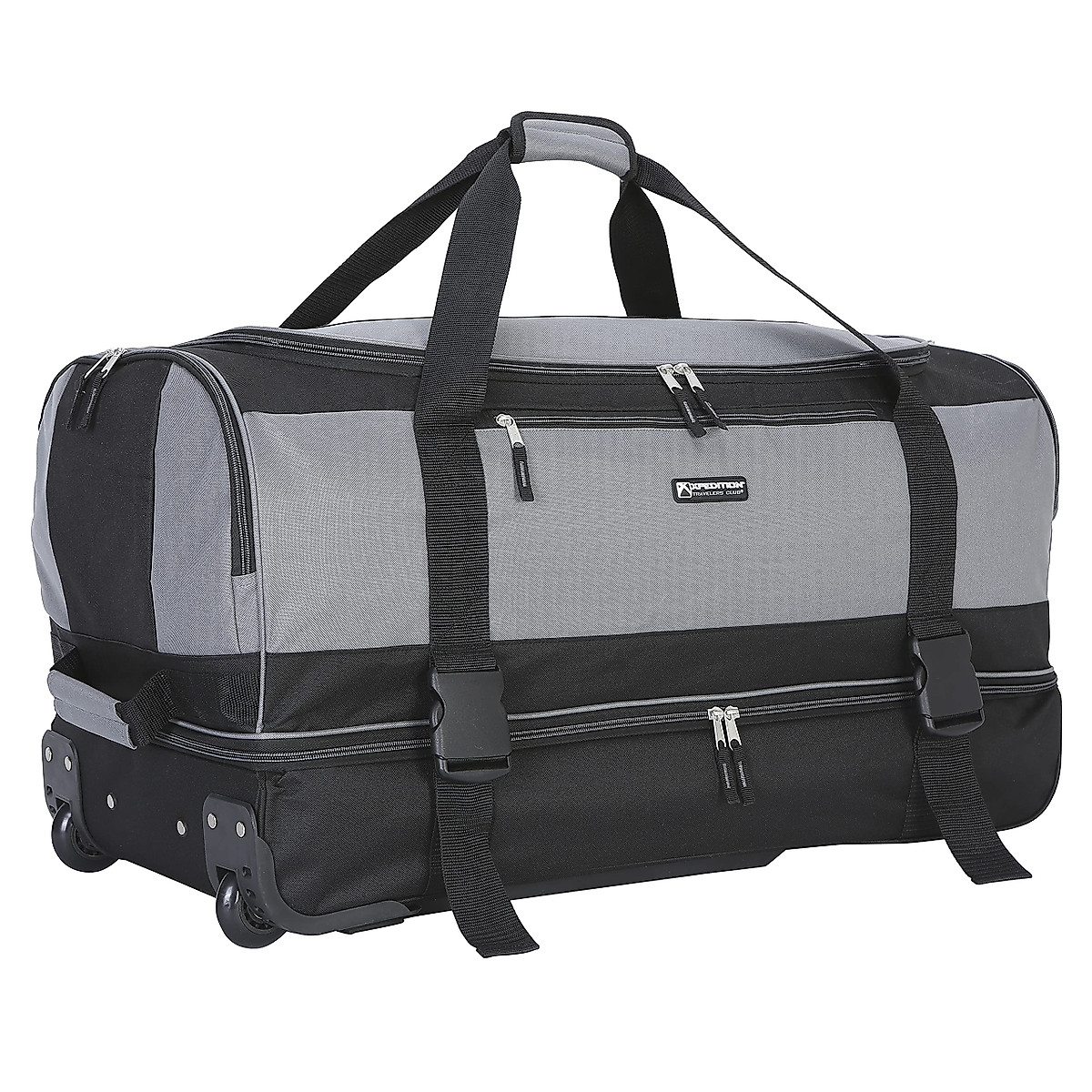 Travelers Club Pinnacle Travel Rolling Duffel Bag, Light Grey, Checked-Large 30-Inch