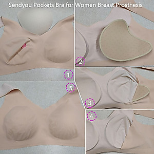 Sendyou SY16 Seamless Mastectomy Bra for Women Breast Prosthesis with Pockets 34-42ABCD Skin