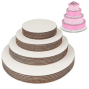 White Round Greaseproof Cake Boards – Cake Circle Base, 6/8/10/12 inch, 5 of Each Size