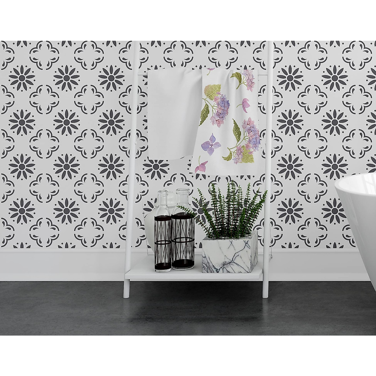 NEGLEX 16 Pack Tile Stencil Set (8X8 Inch), Mexican Stencil Pattern, Use As Floor Stencils Or Wall Stencils, Reusable Stencils for Painting Floor Furniture Canvas, DIY Mexican Talavera Home Décor