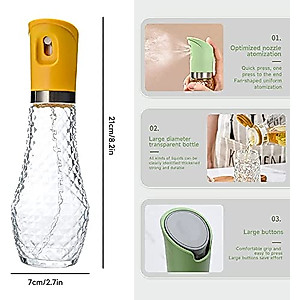 260ml Oil Sprayer Dispenser, Glass Oil Dispenser Bottle Spray Mister, Refillable Food Grade Oil Vinegar Spritzer Sprayer Bottles for BBQ, Air Fryer, Salad, Baking, Grilling, Kitchen Baking (Yellow)