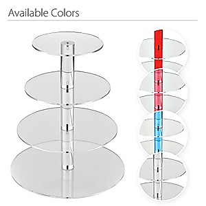 Cupcake Tower Stand | Acrylic Muffin Tower Fits 36 Cupcakes | 4 Tier Cake Stand for Wedding Cakes, Parties and Décor | Clear