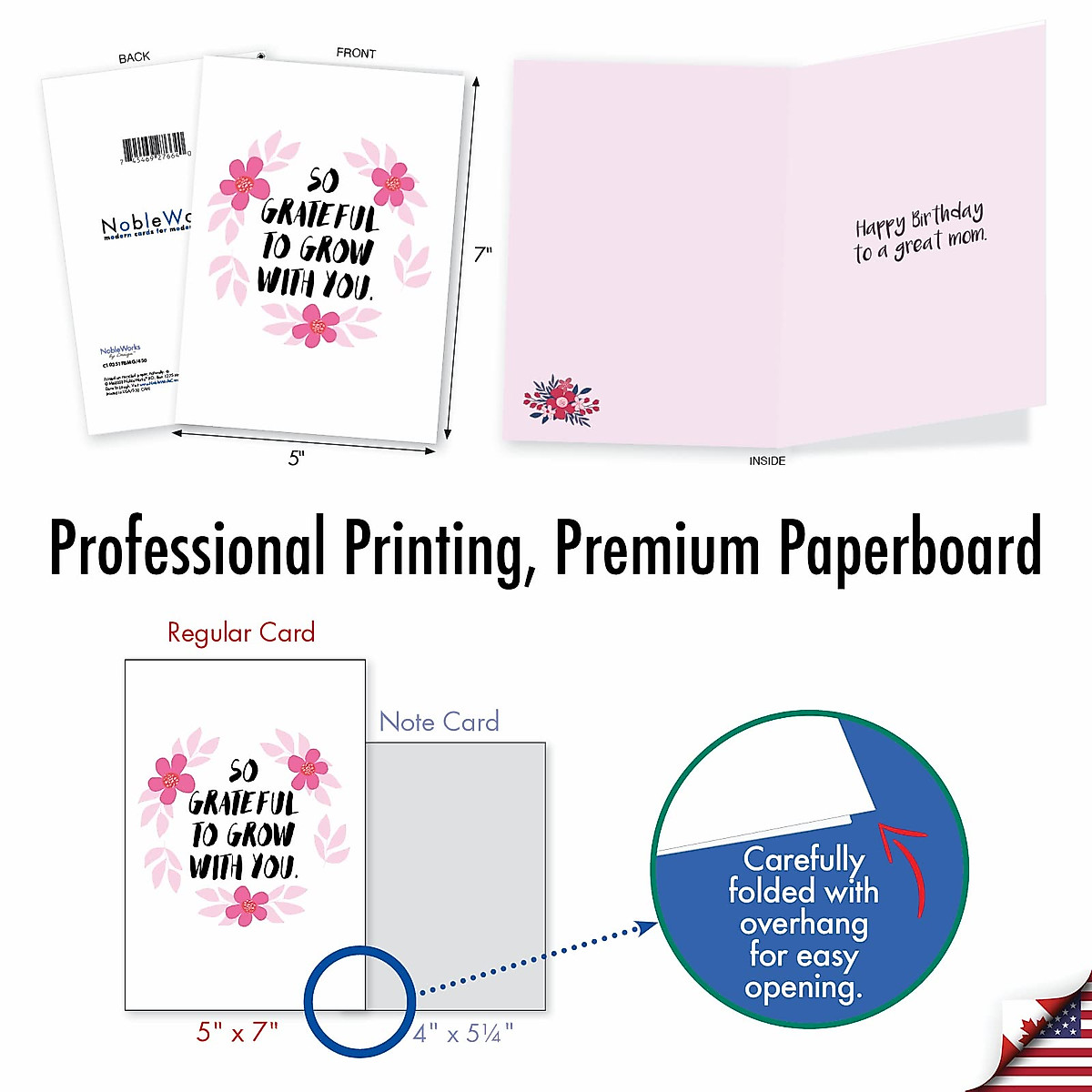 NobleWorks Birthday Mother Greeting Card (Mother) with 5 x 7 Inch Envelope (1 Card) MomAmazing Mom-Grateful C10351FBMG