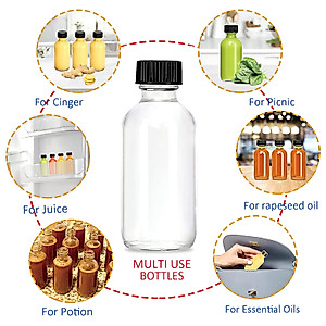 Hadatido 30Pack Shot Bottles with Caps,2 Oz Bourbon Sample Bottles,Ginger Beverage Bottle,60ml Small Shot Glasses with Funnels,Labels,for Making Vanilla Extract Tincture Potion Ginger Whiskey Oils