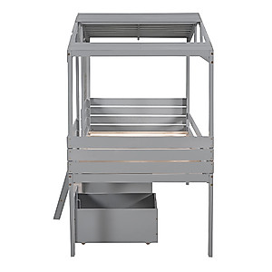 BIADNBZ Twin Over Twin Bunk Bed with Stairs, 4 Storage Drawers and Trundle, Wooden Bunkbeds with Staircase and Full-Length Guardrails, for Kids/Teens/Adults, Espresso