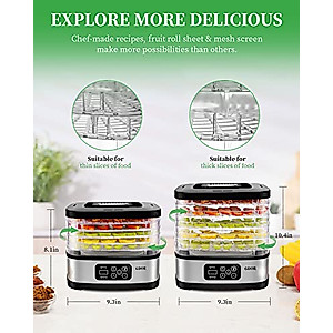 GDOR Food Dehydrator Includes Mesh Screen, Fruits Roll Sheet, Recipes, 5 Trays Dehydrator Machine with Temp Control & 72H Timer & LED Display, for Jerky, Fruit, Veggie, Herb, Dog Treat, BPA-Free