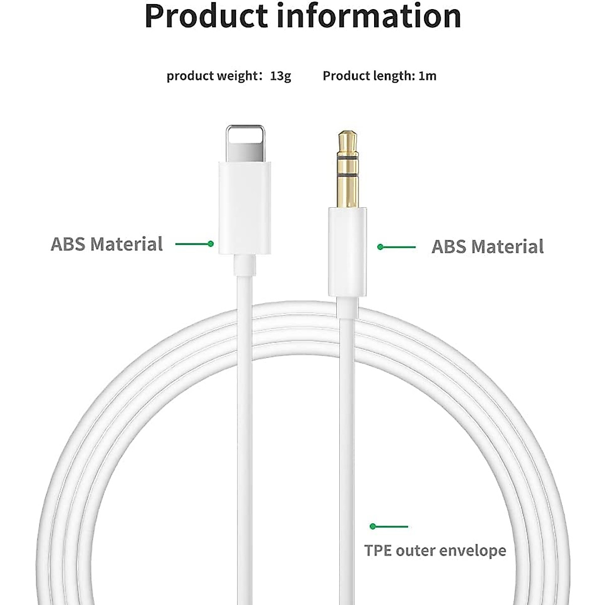 [Apple MFi Certified] Mixfly iPhone AUX Cord for Car Stereo, Lightning to 3.5mm AUX Audio Cable Compatible for iPhone 14/13/12/11/XS/X, Home Stereo/Headphone, Support All iOS Version - 3.3ft (White)