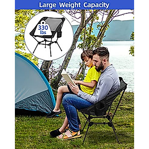 Sportneer Lightweight Portable Folding Camping Chair Compact Beach Camp Chairs for Adults Foldable Backpacking Chair Outdoor Chair for Camping Hiking Lawn Picnic Outside Travel (1, Black)