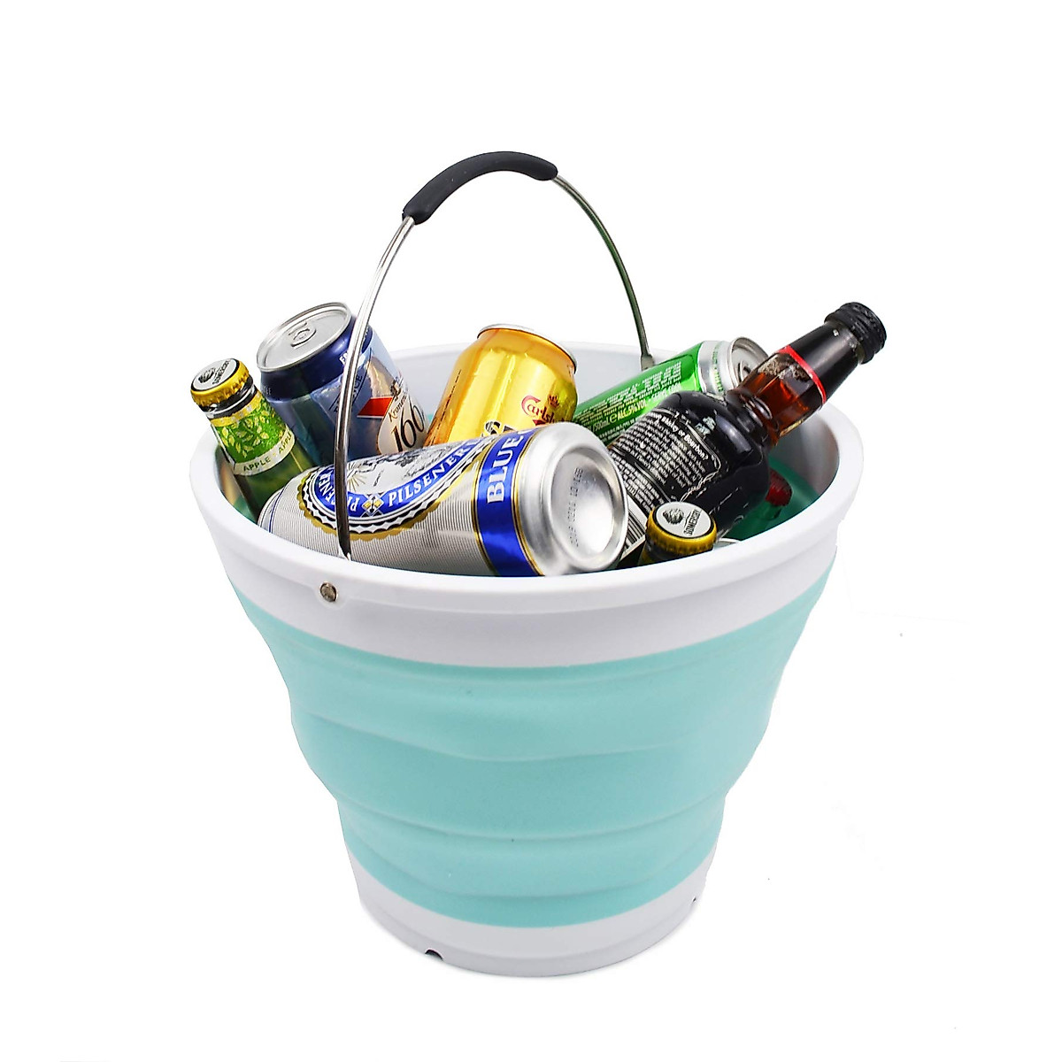 SAMMART 10L (2.64 Gallon) Collapsible Plastic Bucket - Foldable Round Tub - Portable Fishing Water Pail - Space Saving Outdoor Waterpot, 2 Pieces Box Pack