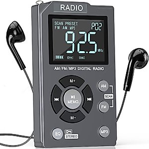Digital AM FM Radio Portable Pocket Radio with Best Reception,600 mAh Rechargeable Walkman Radio with Stereo Earphone,Personal Radio Support TF Card,Large LCD Screen and Lock Screen