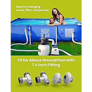 SUMMERBUDDY Above Ground Pool Parts, Replacement Pool Pump Part with Plunger Valve, 1.5" Outlet Strainer & Inlet Nozzle, Pool Hose Adapter for Sand Pump (Style 1)