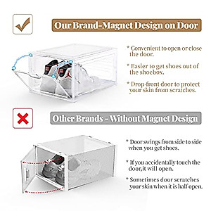 Aliscatre Shoe Boxes Clear Plastic Stackable, 6 Pack Shoe Organizer for Closet, Shoe Storage Boxes for Women/Men, Shoe Containers for Sneaker Display, Fit up to US Size 12(13.4”x 9.8”x 7.1”)