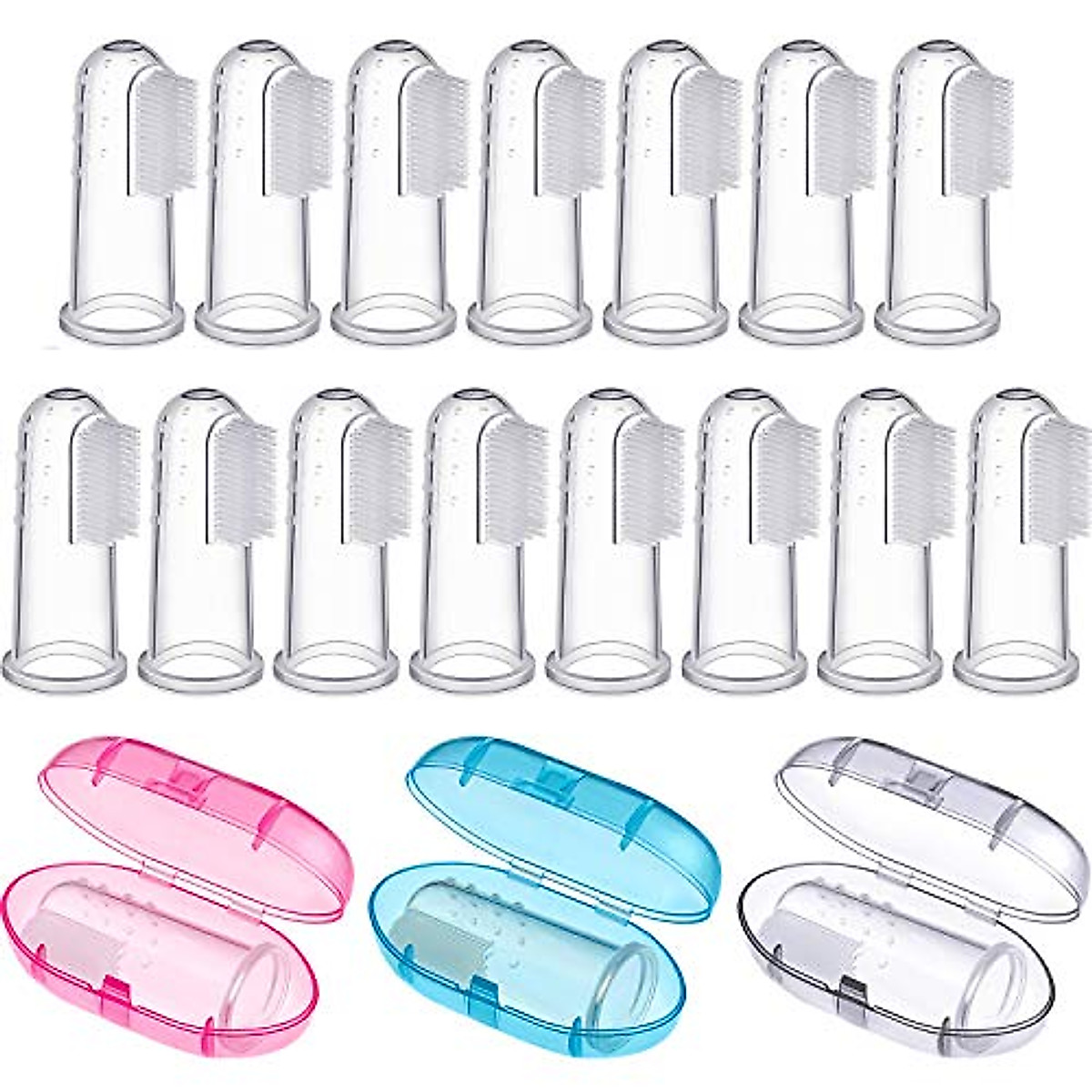 Boao 36 Pcs Baby Finger Toothbrushes with Storage Case Infant Toddlers Teeth Brushes Soft Silicone Baby Tongue Cleaners for Oral Cleaning Tooth Training Supplies