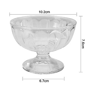 Dessert Glass Cup Ice Cream Bowl 190ml Crystal Clear Pudding Bowl with Pedestal Round Glass with Tulip Vintage Drinking Glassware for Soda Milkshake Juice Cocktail Sundae Trifle Party Serving Glass