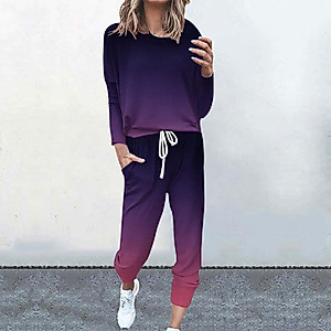 JMMSlmax Sweatsuit for Women 2 Piece Set Women's Casual Outfit Long Sleeve Crewneck Pullover Tops and Long Pants Tracksuit