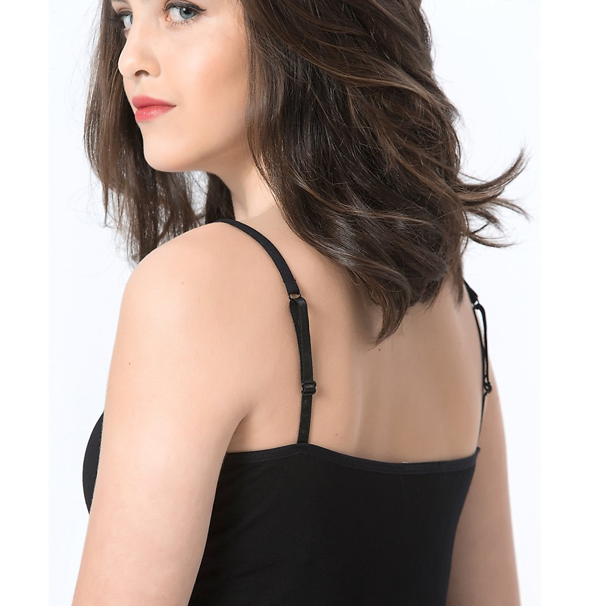 Ibeauti Womens Camisoles Tops with Built in Padded Bra Basic Breathable Tank Top (L, Black)