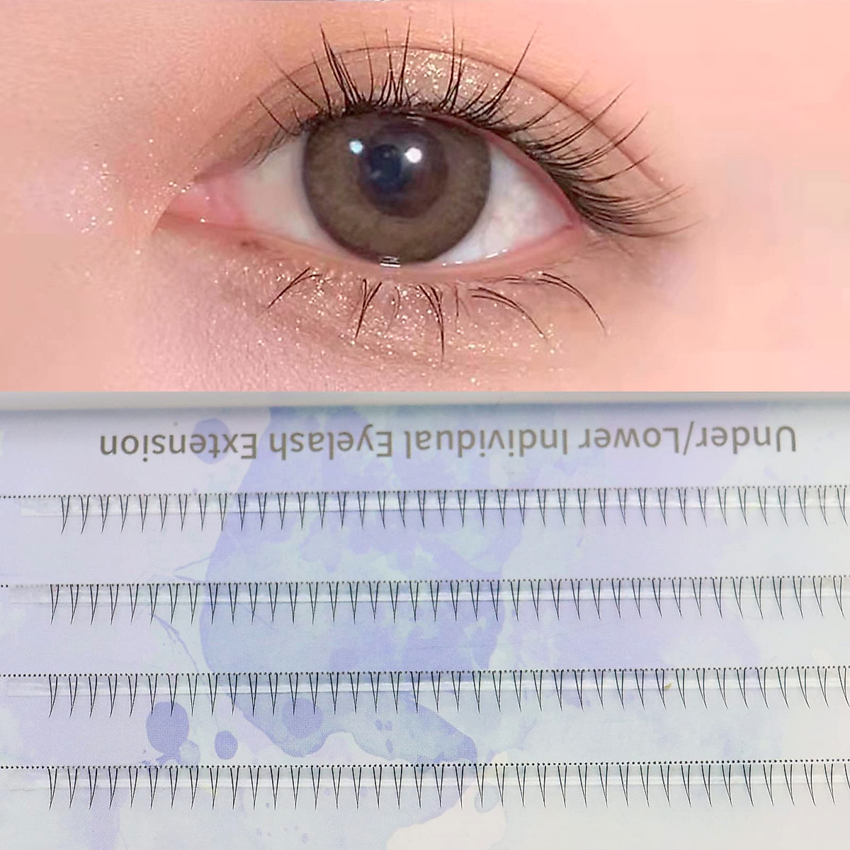 Bottom Eyelash Extension Kit Lower Lash Extension Kit Natural Look With Lash Glue and Tweezers 6mm 200PCS DIY Under Eye Lash Clusters Kit by DAODER(V Bottom Lashes)