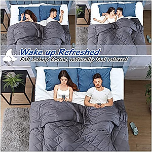 JOLLYVOGUE King Size Weighted Blanket 25 lbs-88''x104'' for Adult with Premium Fabric and Glass Beads, Dark Grey