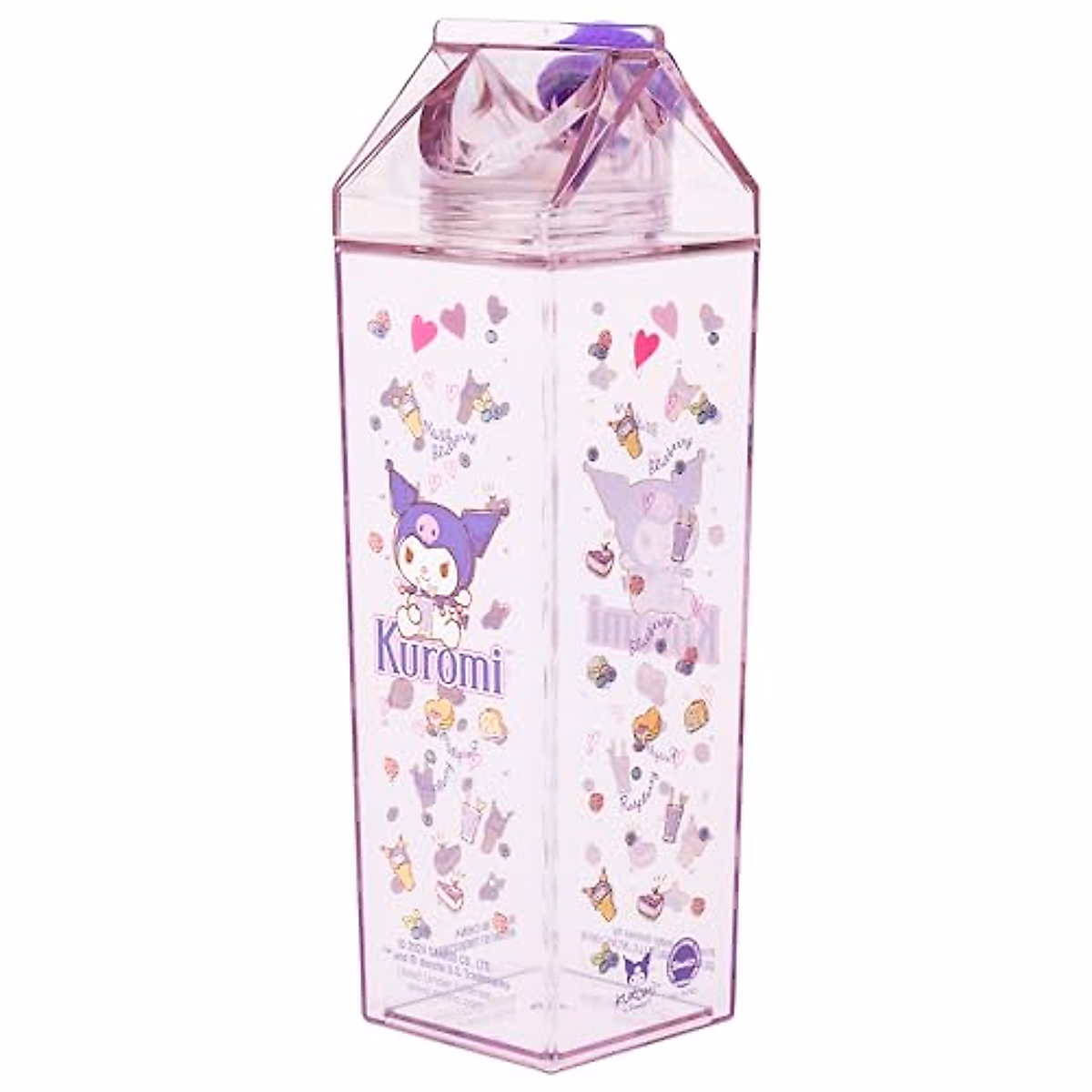 Silver Buffalo Sanrio Hello Kitty and Friends Plastic Milk Carton Bottle Featuring Kuromi, 16.2 Ounces