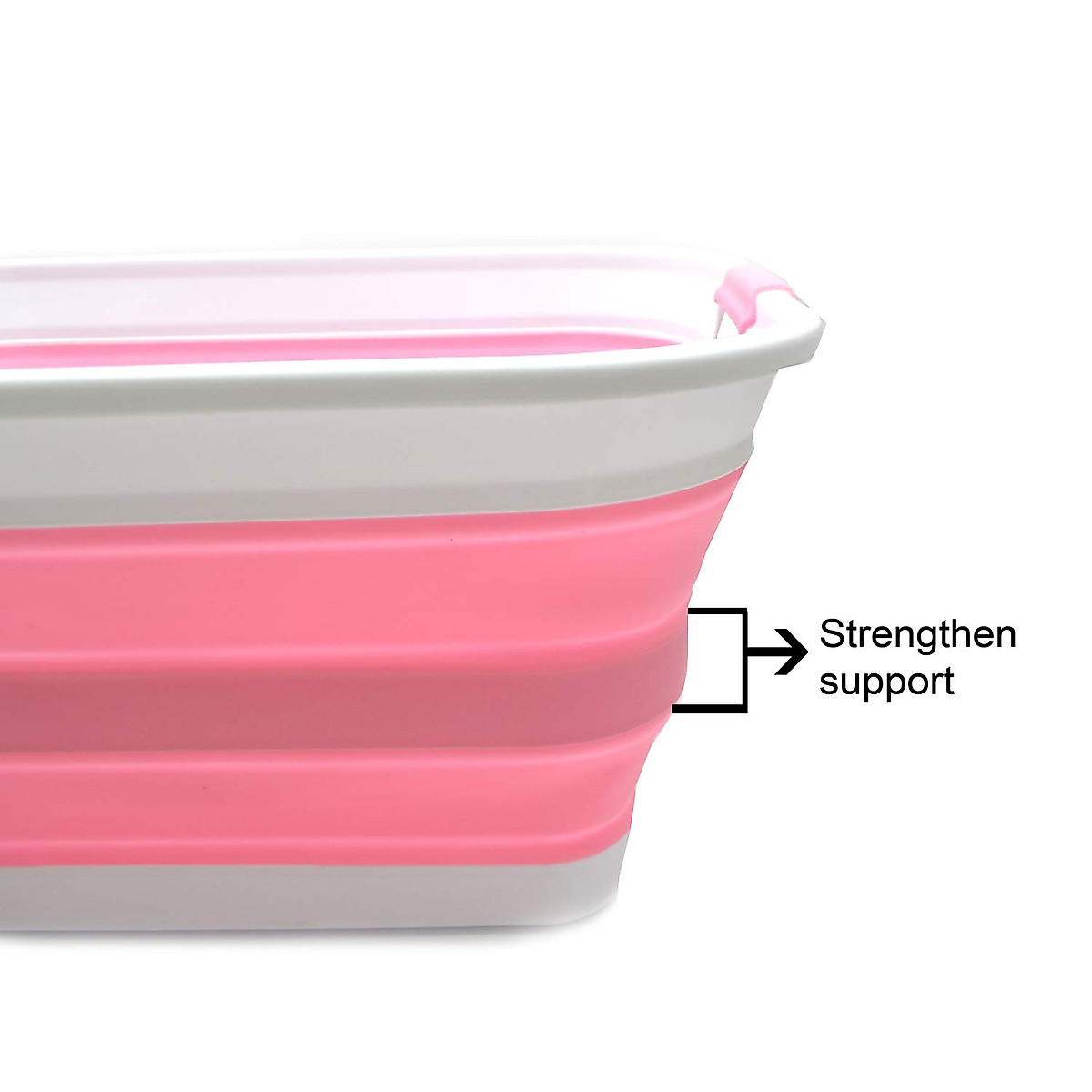SAMMART 42L(11 gallon) Collapsible Plastic Laundry Basket-Foldable Pop Up Storage Container/Organizer-Portable Washing Tub-Space Saving Basket,Water capacity 34L(9 gallon) (1, Pink)