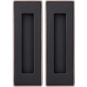 Sehrgut Flush Pull Handle (2 Pack) 6" Rectangular Plated Oil Rubbed Bronze, Free of Sharp Edge, for Sliding Pocket Barn Door or Cabinet