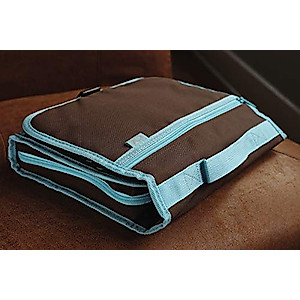 Tri-Fold Bible Cover, Bible Study Organizer, Velcro Closure, Nylon, Brown/Blue, Large