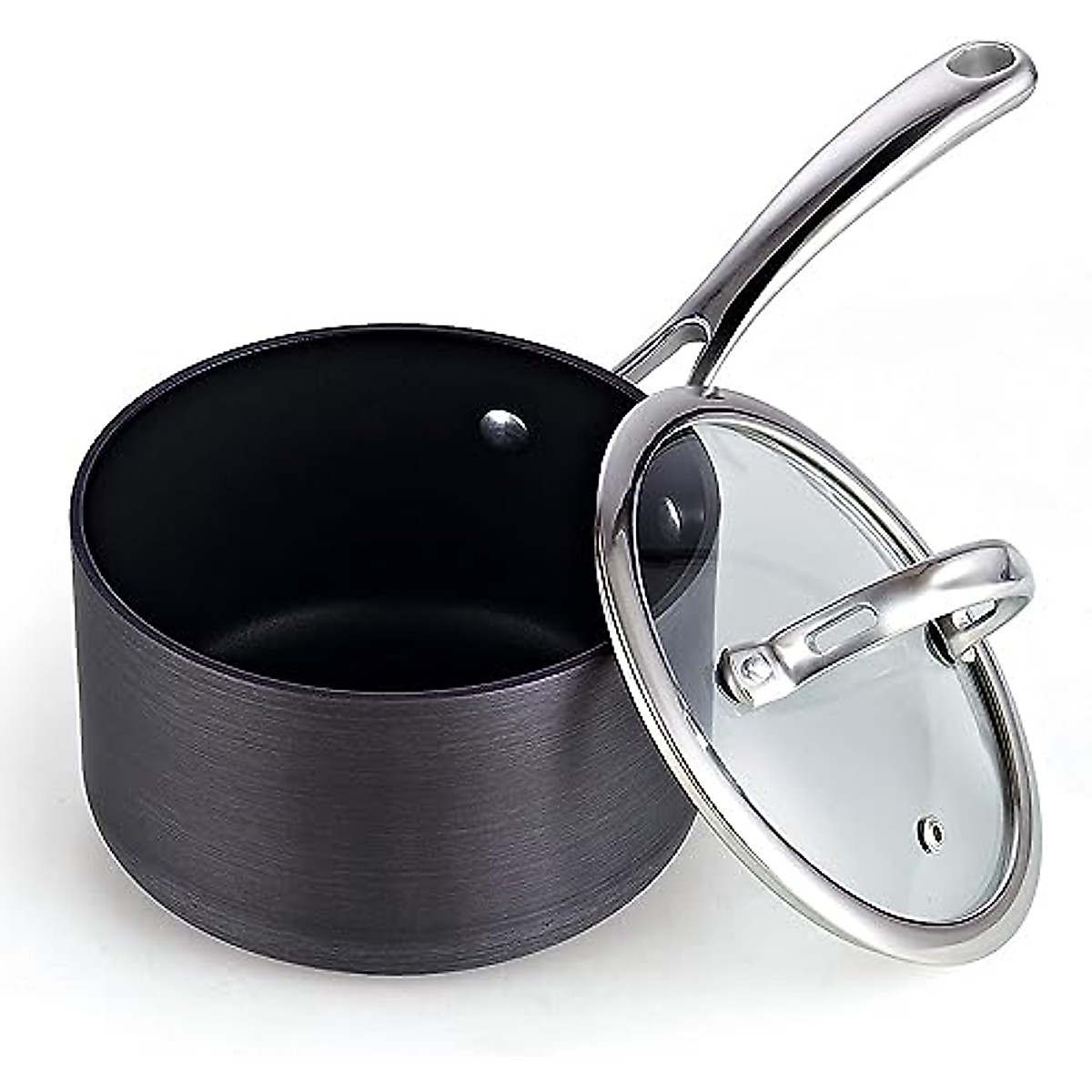 Cooks Standard 2-Quart Hard Anodized Nonstick Saucepan with Lid, Black