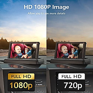 BABYMUST Baby Car Camera, 1080P Baby Car Mirror with Night Vision Function, 4.4”HD Wide Car Seat Mirror Camera to Observe Baby's Every Movement While Driving,Baby Car Monitor with 360°Fixable Camera