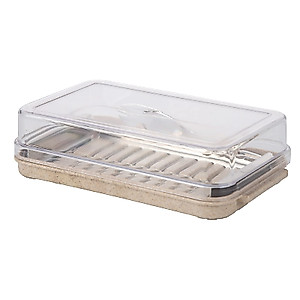 Milltrip Butter Dish, Stainless Steel Butter Cutter Container Multi-Purpose Butter Storage Box with Transparent Cover forCream Cheese Cake(wheat bottom)