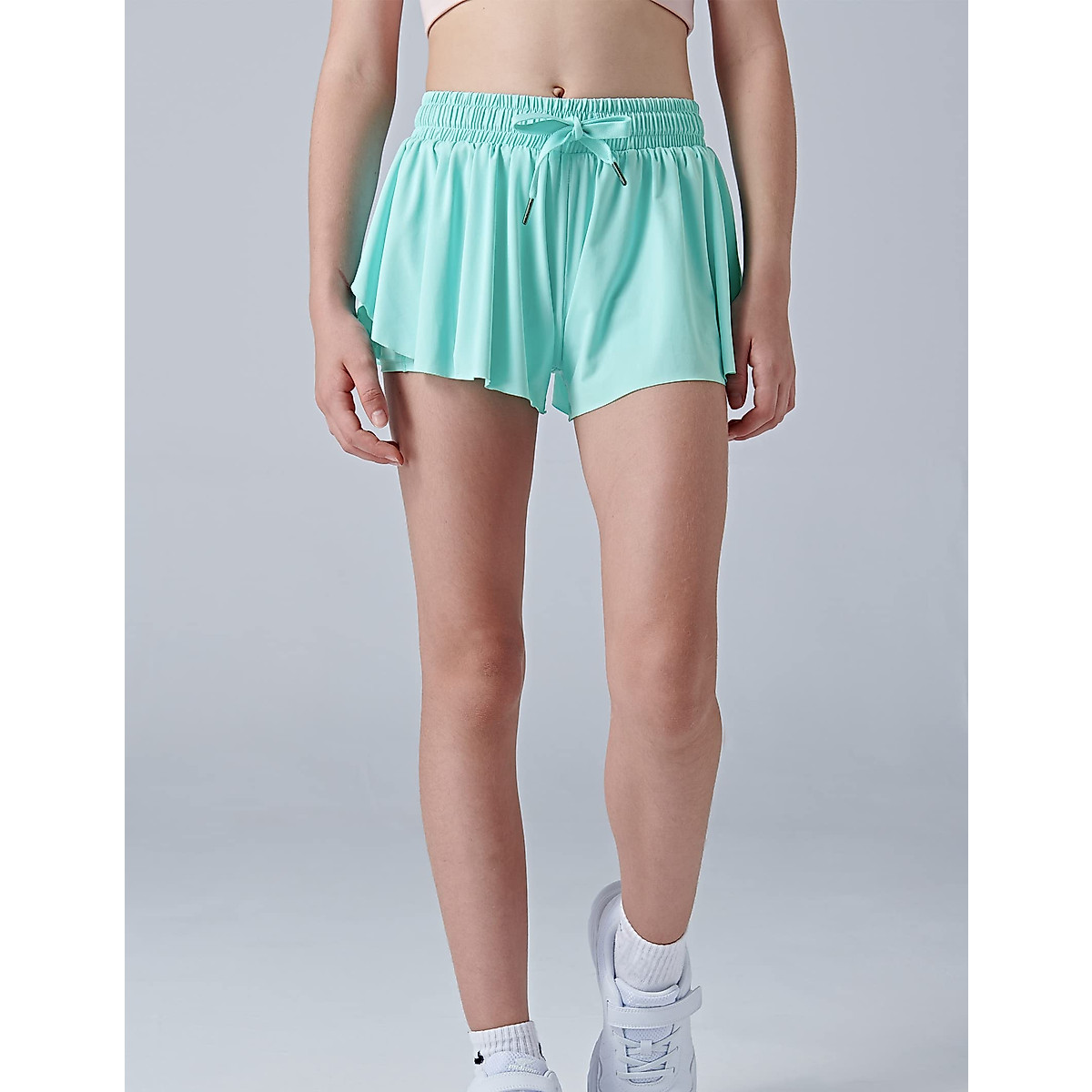 3 Pack Girls Flowy Shorts with Spandex Liner 2-in-1 Youth Butterfly Skirts for Fitness, Running, Sports (Set 1, Youth Medium)