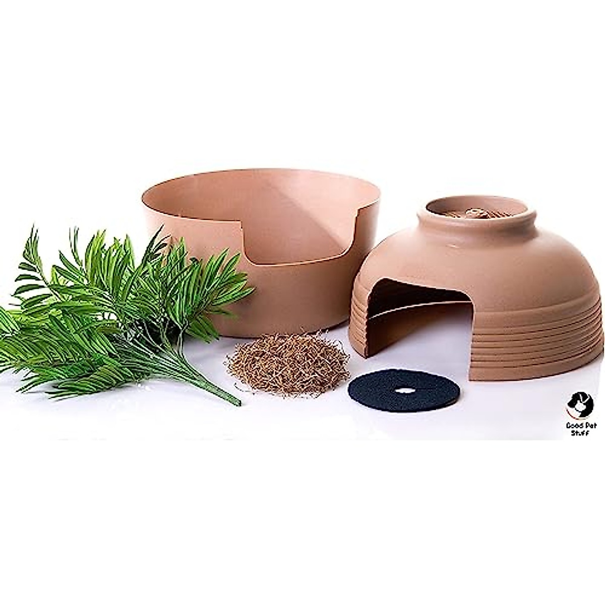 Good Pet Stuff, The Original Hidden Litter Box, Artificial Plants & Enclosed Cat Planter Litter Box, Vented & Odor Filter, Easy to Clean, Mocha Brown