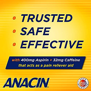 Anacin Fast Pain Relief, Aspirin + Caffeine Pain Reliever, 100 coated tablets