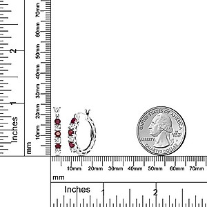 Gem Stone King 925 Sterling Silver Red Ruby and White Lab Grown Diamond Accent Women's Hoop Earrings (0.83 Cttw, 22MM = 0.85 inches Diameter)