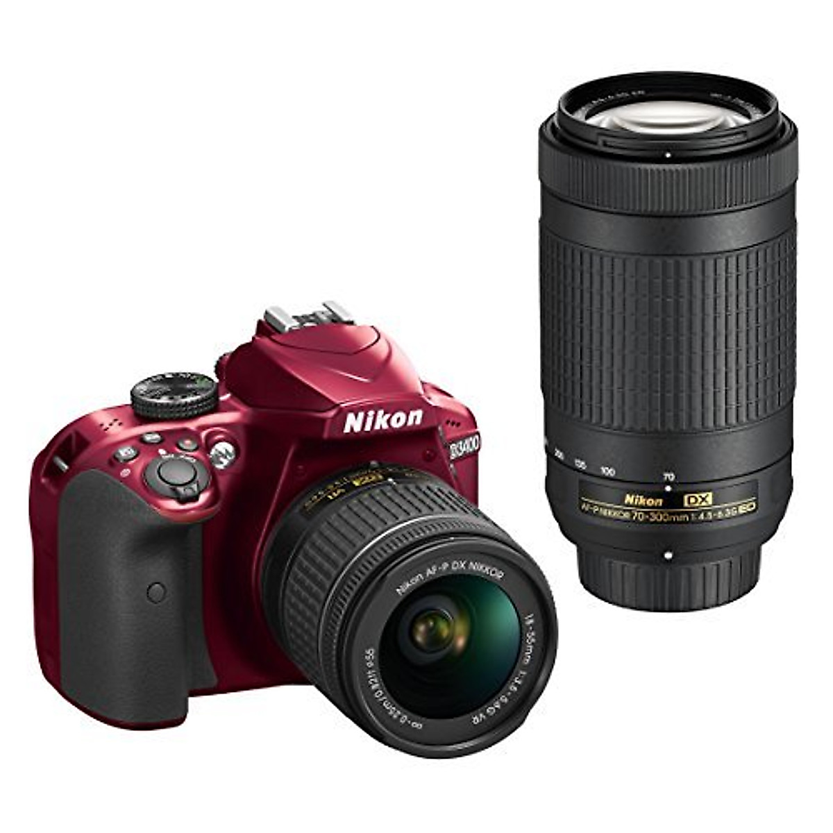 Nikon D3400 w/AF-P DX NIKKOR 18-55mm f/3.5-5.6G VR & AF-P DX NIKKOR 70-300mm f/4.5-6.3G ED (Red)