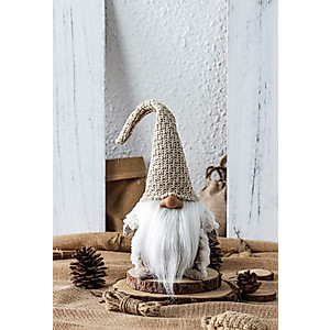 Funoasis Holiday Gnome Handmade Swedish Tomte, Christmas Elf Decoration Ornaments Thanks Giving Day Gifts Swedish Gnomes tomte 16 Inches (Khaki)