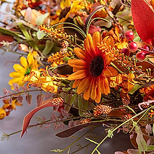 JINGHONG Fall Wreaths for Front Door 24 Inch Artificial Fall Wreath Large Autumn Wreath for Outside Harvest Thanksgiving Decor